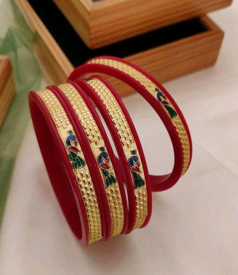 Gold Plated Temple Bangoli Bangles/ Traditional Bangle /indian Shakha ...