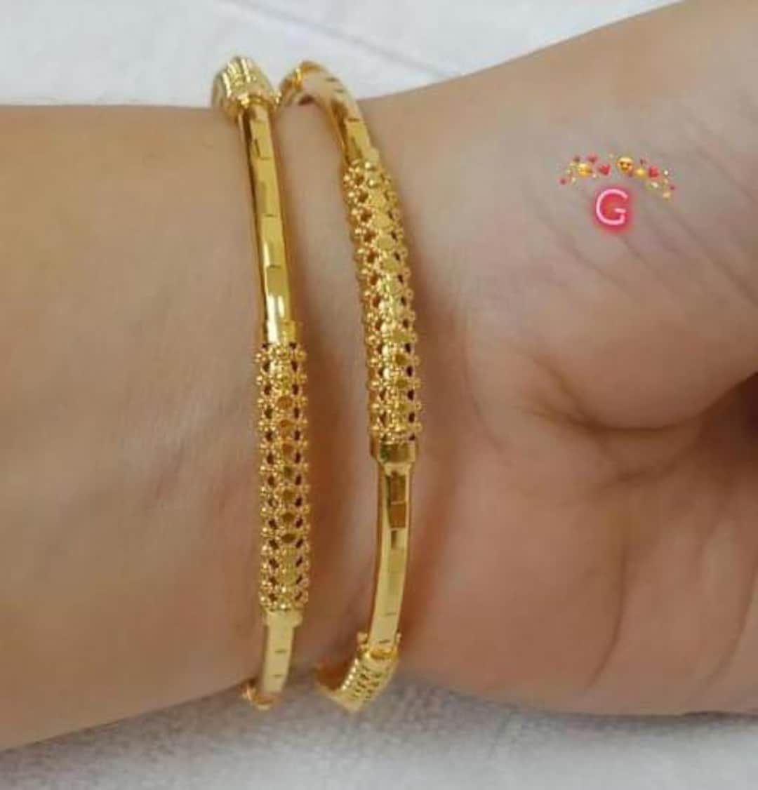 Gold Polish Indian Bangles Set, 22k Gold Plated Bangles, Traditional Indian, Gift for Her ...