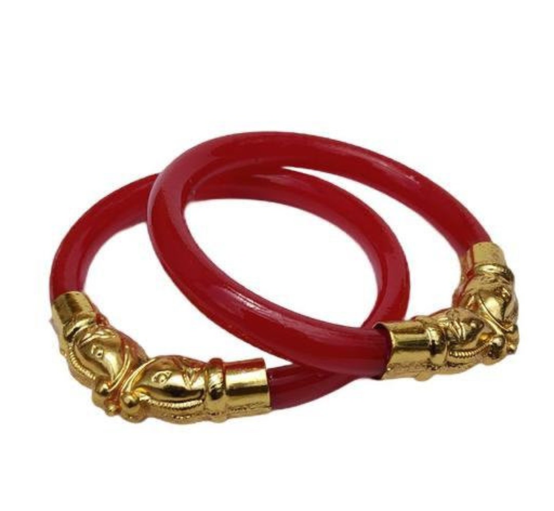 Elephant Bengali Gold Binding Bangles, Shakha Pola Bangles, Red White ...