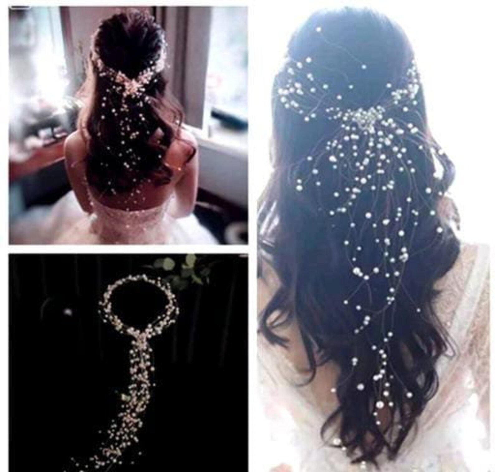 Pearls Line Hair Accessories, Bridal Hair Comb, Floral Styled Hair ...