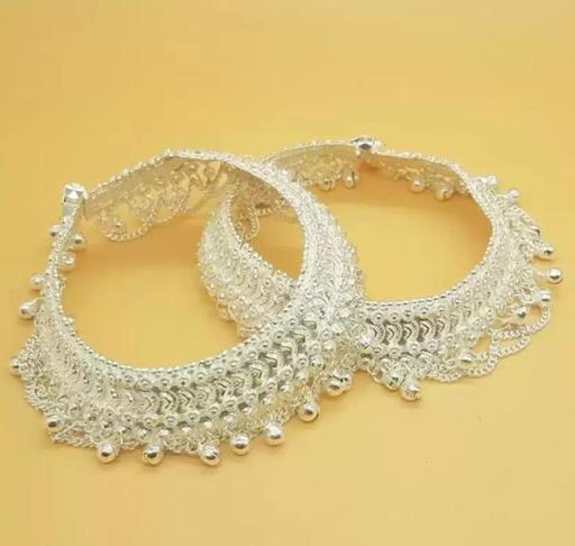 Designer Heavy Silver Finish Bride Anklet/ Ghungroo Payal/ Bollywood ...