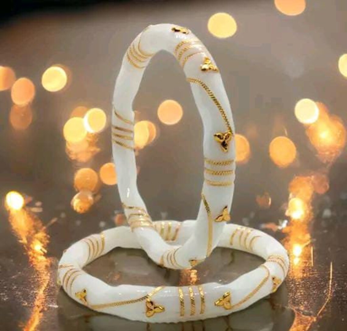Sabysachi Bengali Gold Binding Bangles, Shakha Pola Bangles, Red White ...