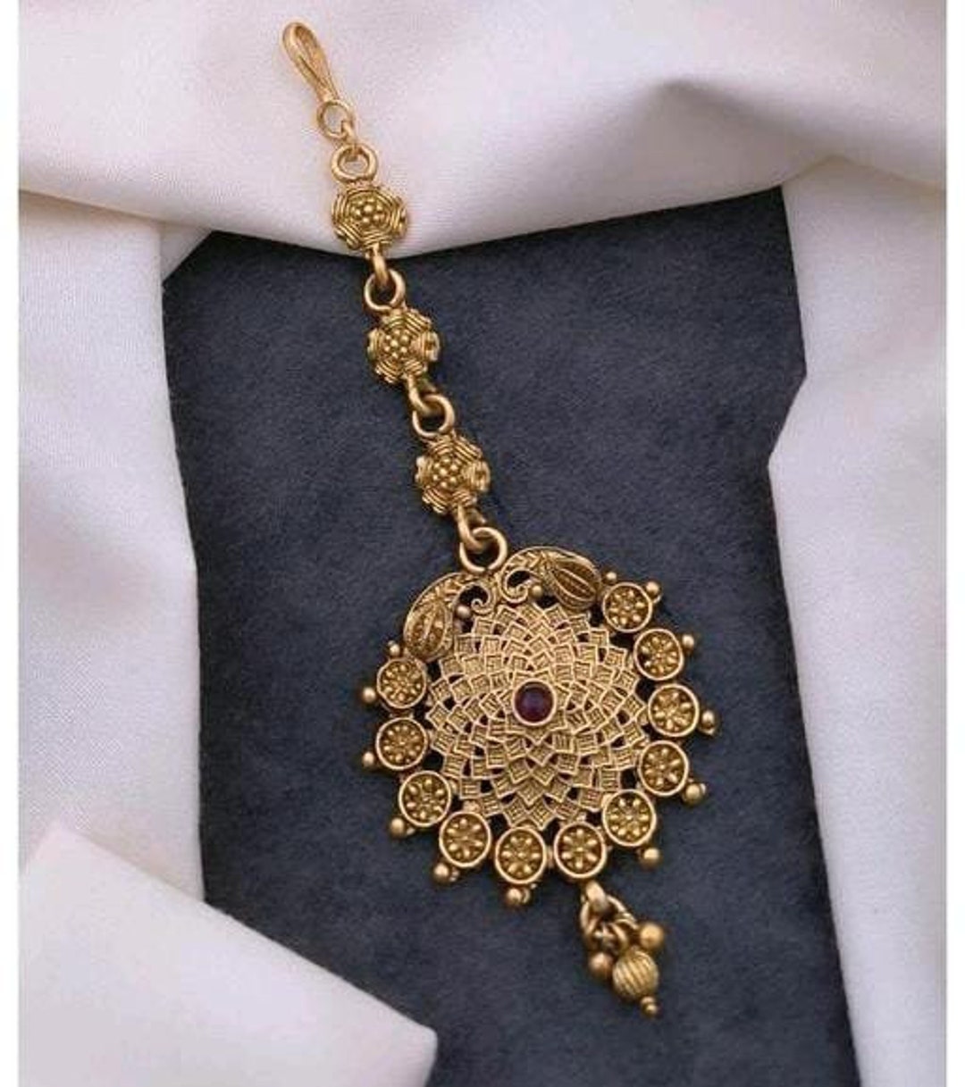 Vintage Oxidised Gold Plated Tikka Maang Tikka Gold Bridal Maang Tikka ...