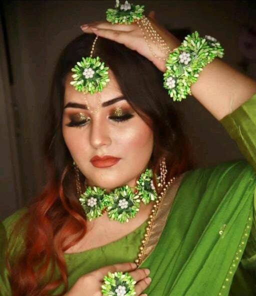 Mehndi Flower Jewelry Green Etsy