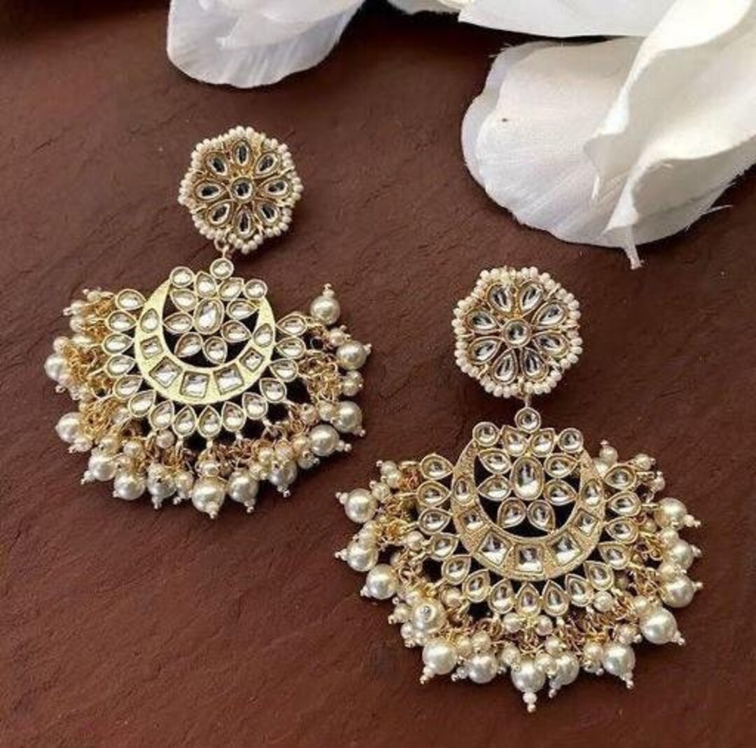 Bollywood Fashion Indian Jewelry, Punjabi Earrings, Gold Tone Jewelry ...