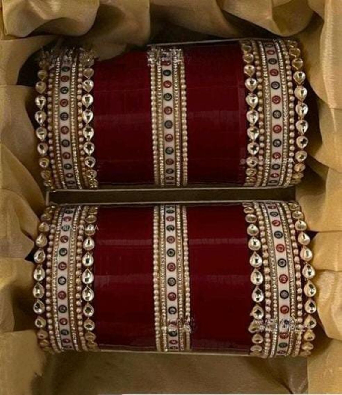 Beautiful AD CZ Bangles/indian Wedding Punjabi Chooda/red Chura Bangles ...
