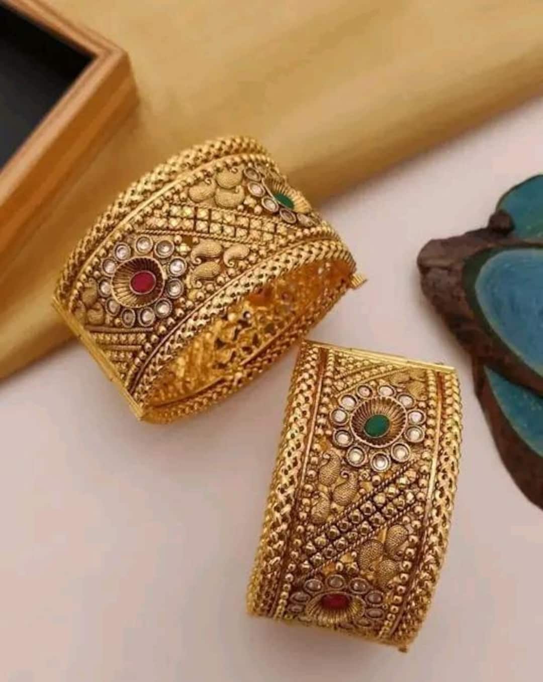 Sabyasachi Designer Gold Kada Bangle, Big Size Golden Bracelet, Indian ...