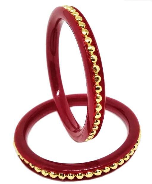 Traditional Bengali Gold Binding Bangles, Shakha Pola Bangles, Red ...