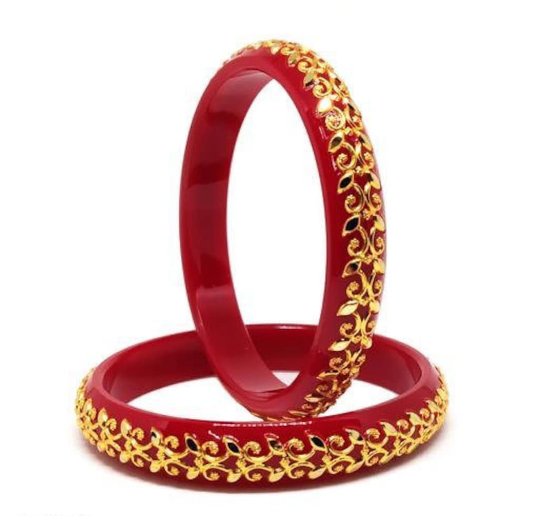 Indian Bengali Sankha Flower Design Pola Bangles, Shakha Pola Bangles ...