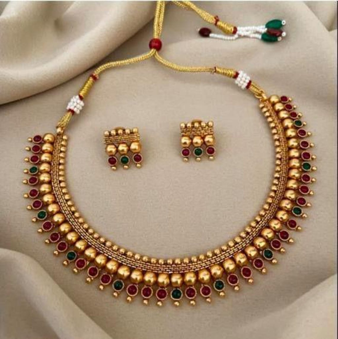 Designer Bollywood Gold Plated Matte Traditional Jewelry Set, Pakistani ...