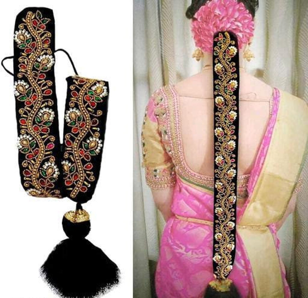 Maggam Work Jada Bharatanatyam Poola Jadalu Kunjalam Billalu Set Braid ...