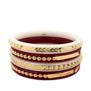 Traditional Bengali Gold Binding Bangles, Shakha Pola Bangles, Red ...