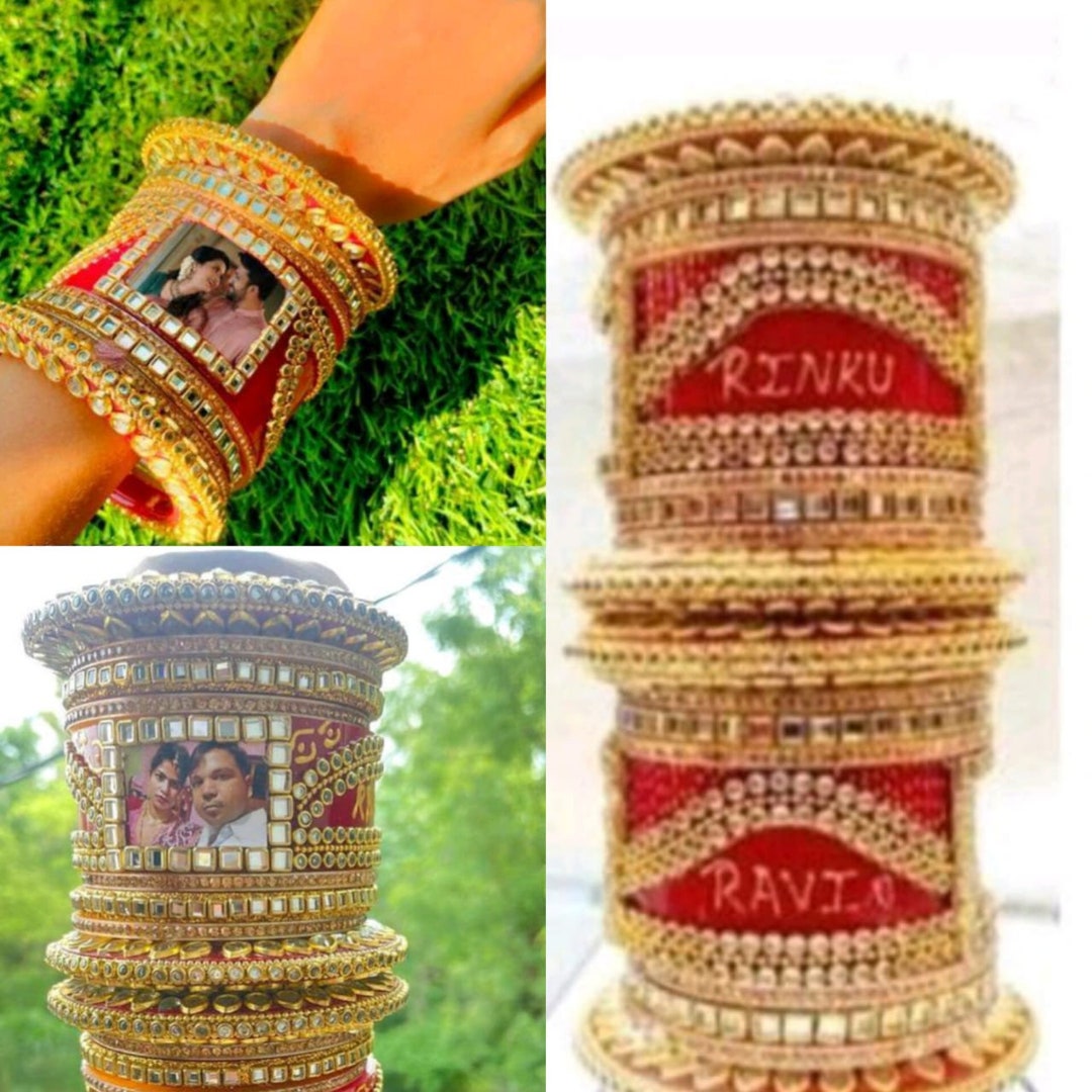 Customised Bridal Chura, Personalized Image Dulha Dulhan Name Indian ...