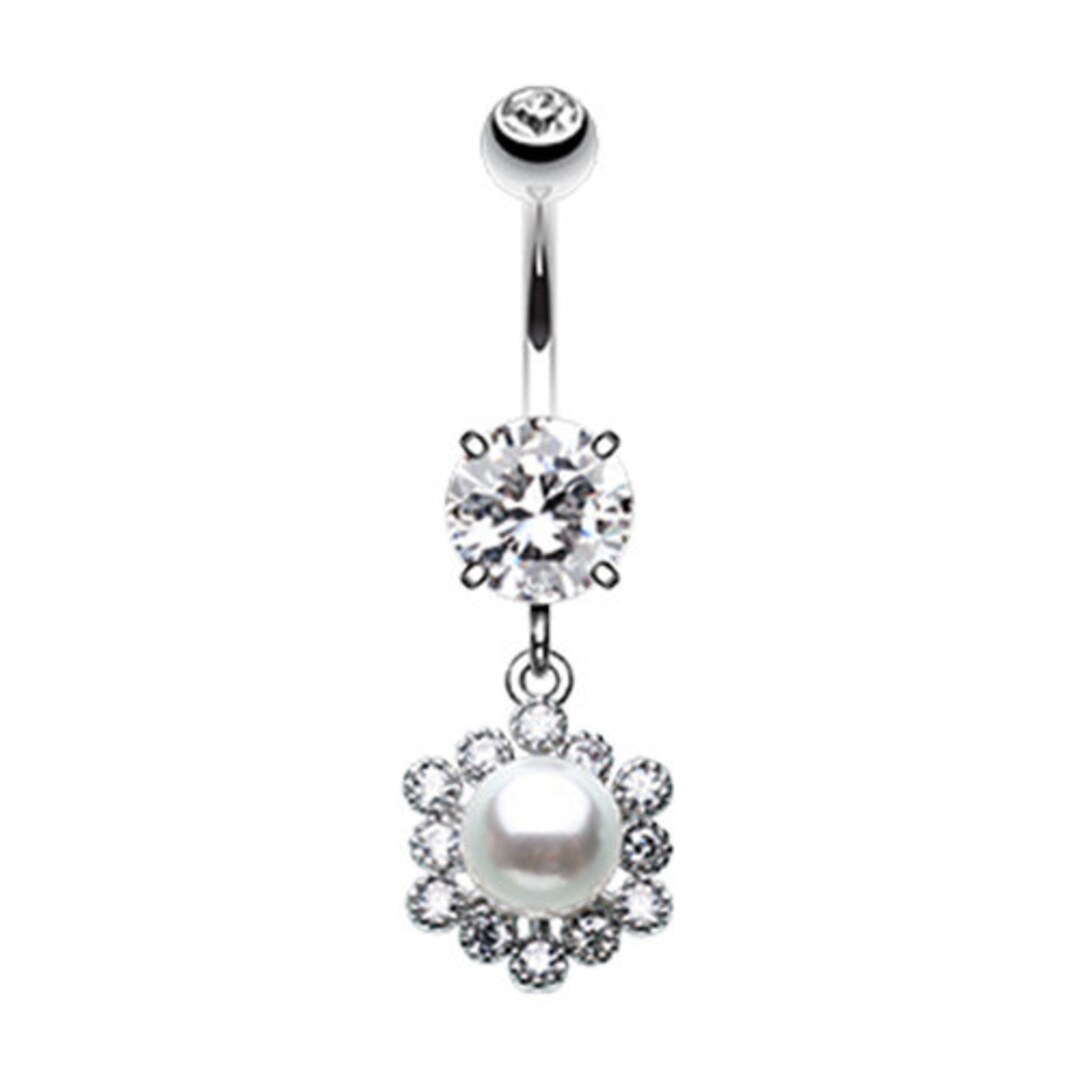 Pearl Belly Button Ring - Etsy