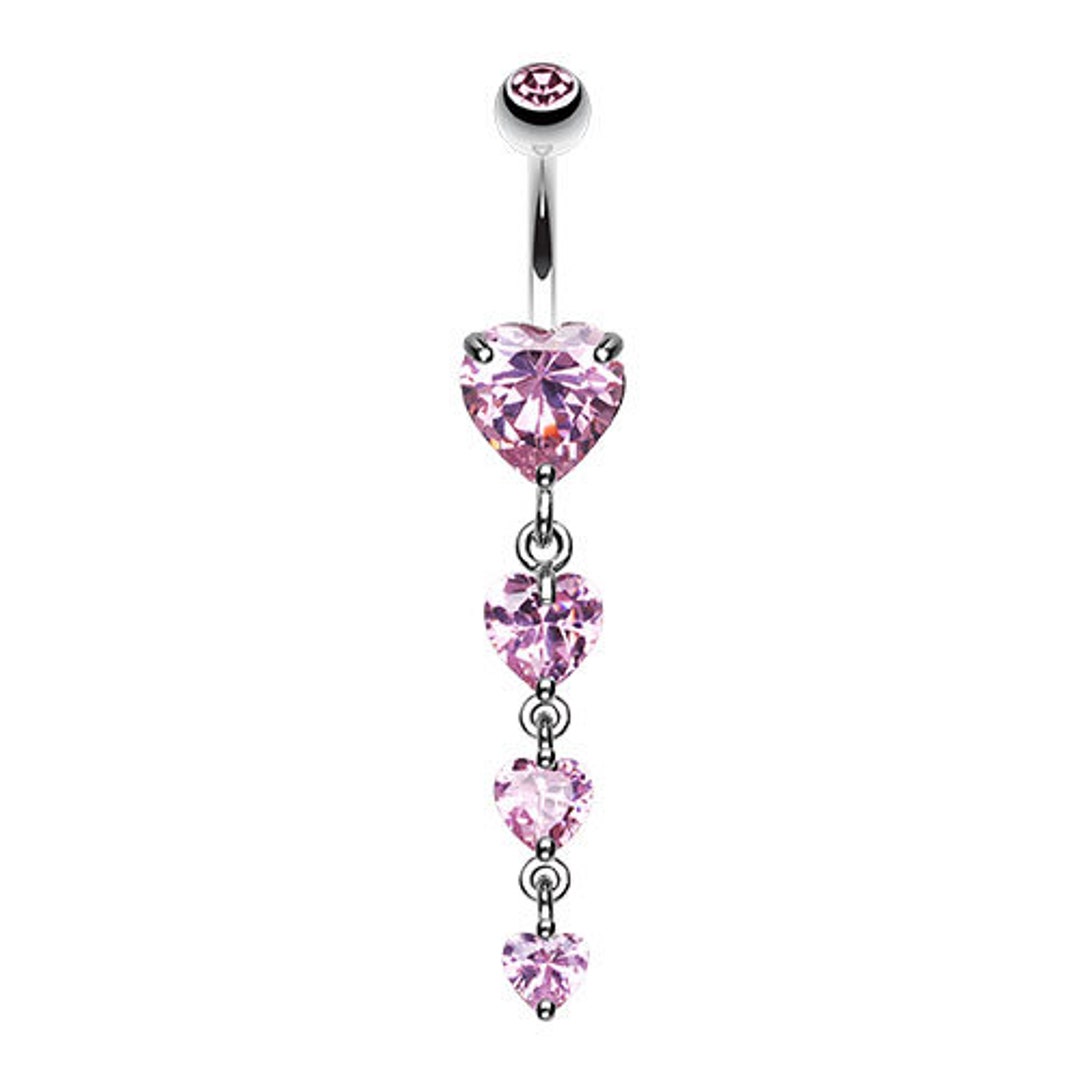 Heart Cascade Belly Button Ring - Etsy