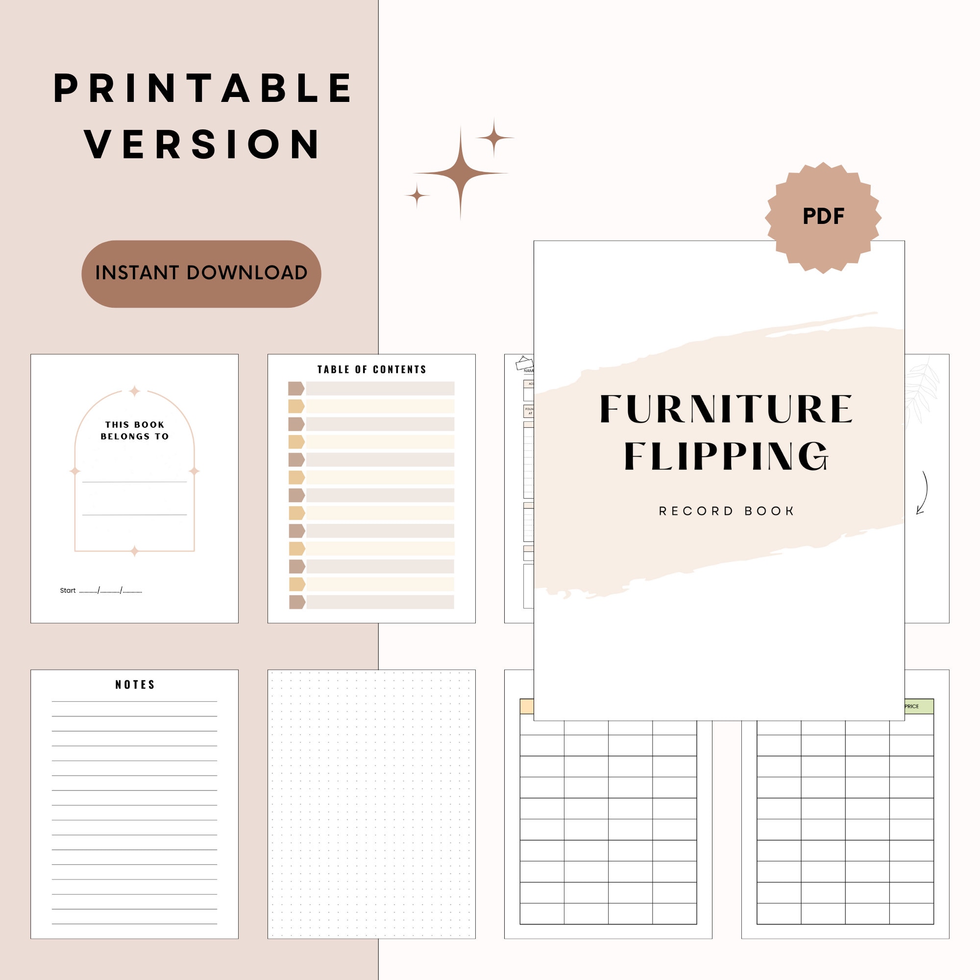 Furniture Flipping DIGITAL and PRINTABLE Record Book, Painting and ...