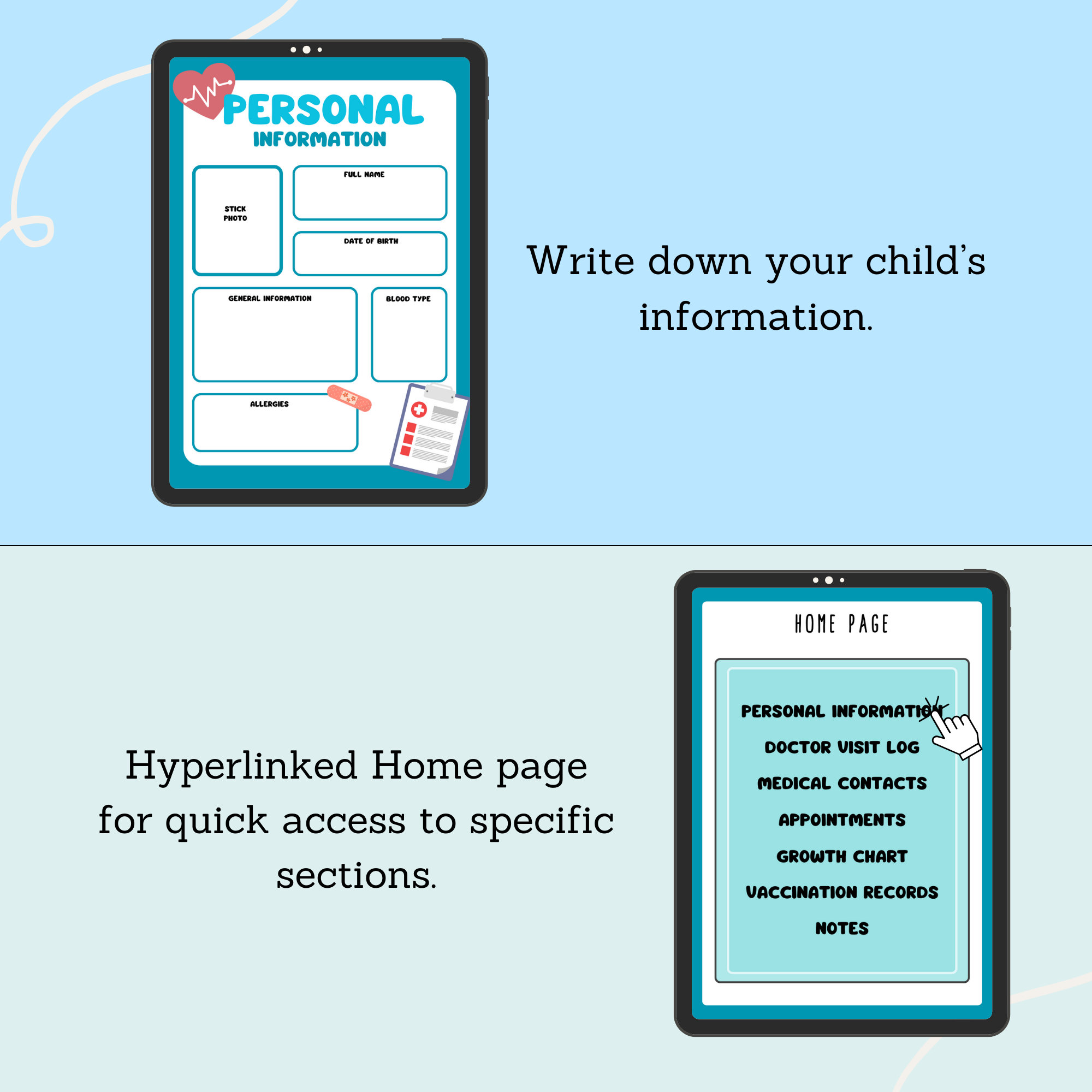 Digital and Printable Doctor Visits Log for KIDS, Health Record Sheet ...