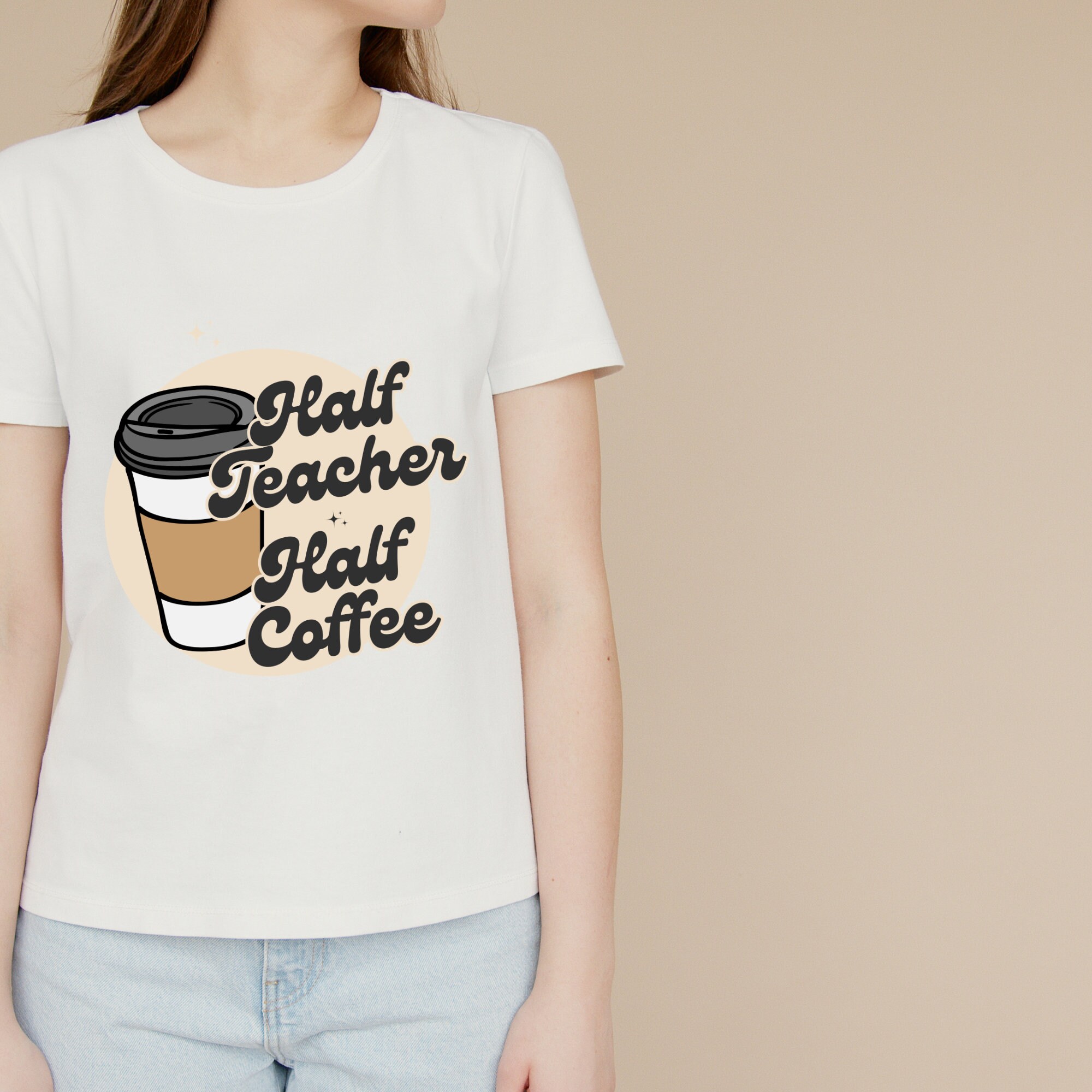 Half Teacher Half Coffee Png , Funny Teacher Gift , Coffee Lover ...