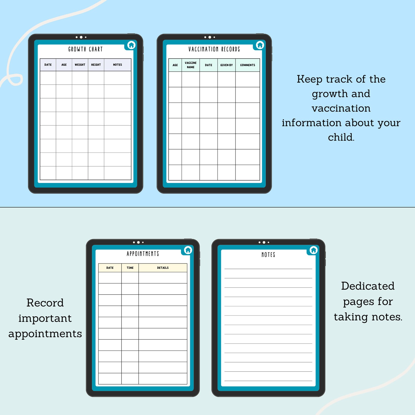 Digital and Printable Doctor Visits Log for KIDS, Health Record Sheet ...