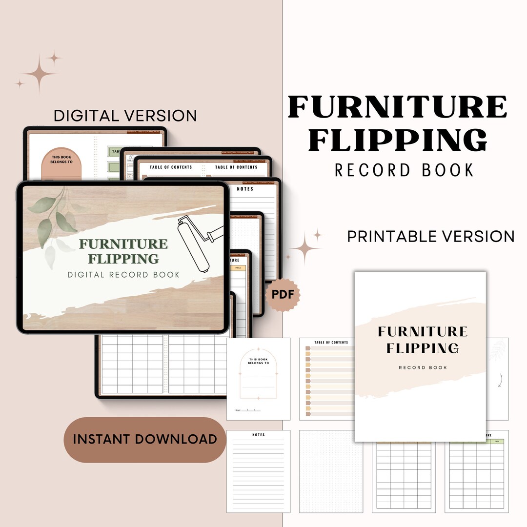 Furniture Flipping DIGITAL and PRINTABLE Record Book, Painting and ...
