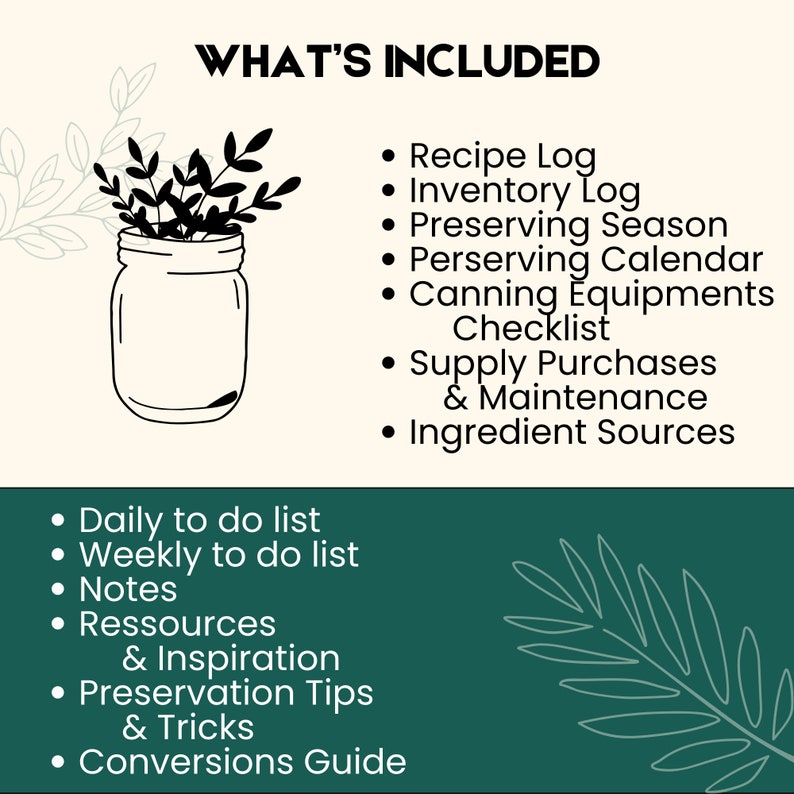 Printable Food Preserving Journal, Canning Recipes, Inventory (digital ...