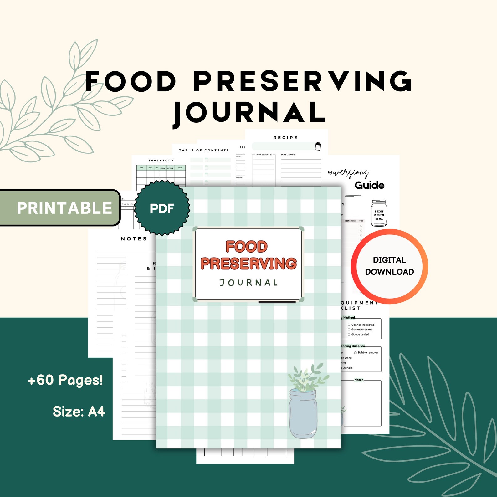 Printable Food Preserving Journal, Canning Recipes, Inventory (digital ...