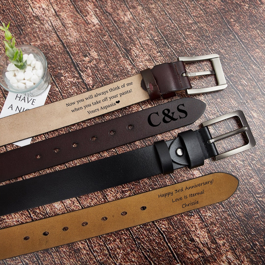 Custom Mens Leather Belt,personalized Engraved Leather Belt,anniversary ...
