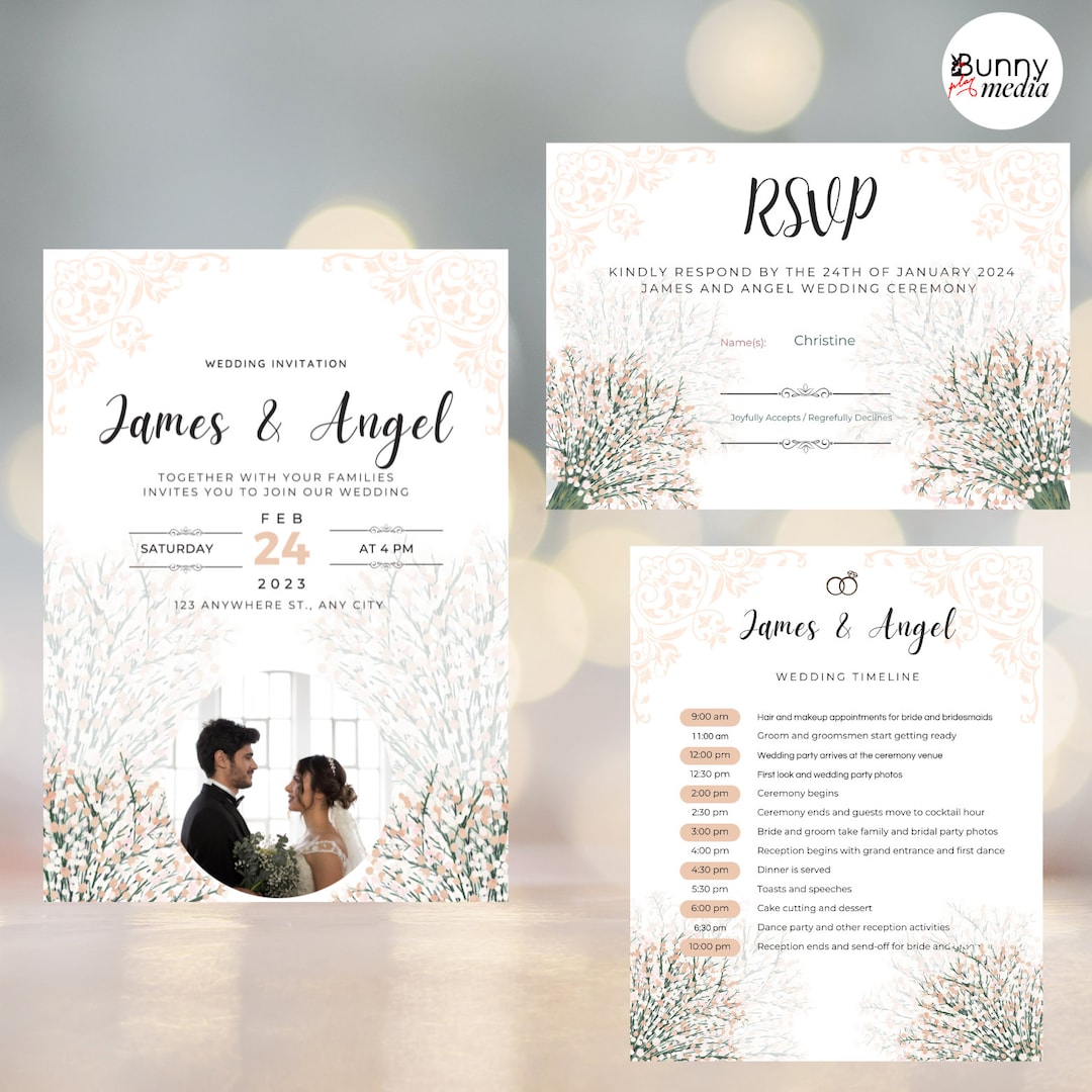 Royal Style Wedding Invitation Card, Wildflower Wedding Invitation ...