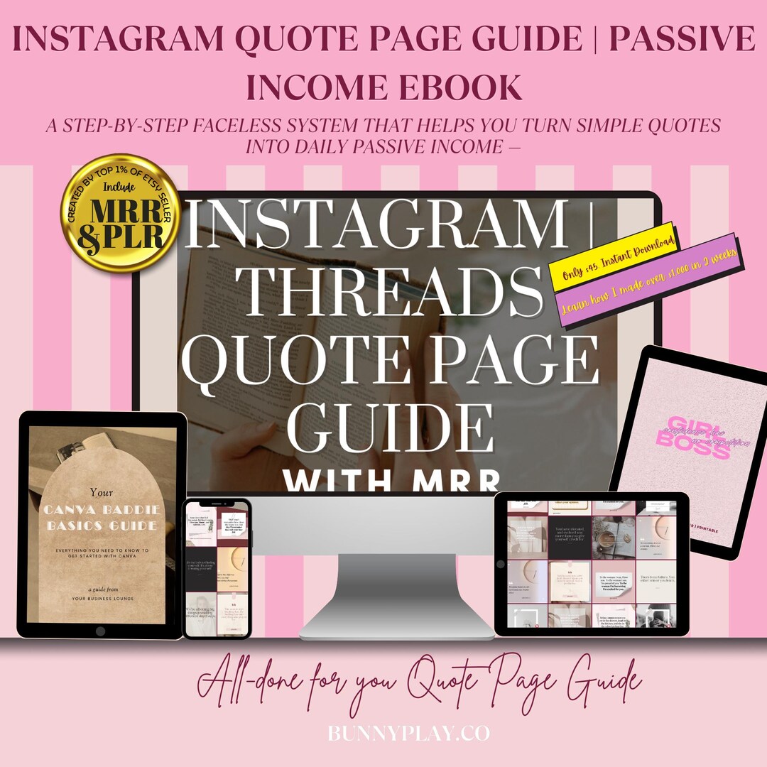 Instagram Quote Page Guide With Faceless Theme, Passive Income (PDF MRR ...