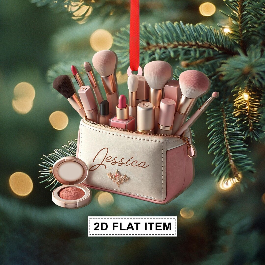 2D Flat Personalized Makeup Ornament, Makeup Artist Christmas Ornament ...