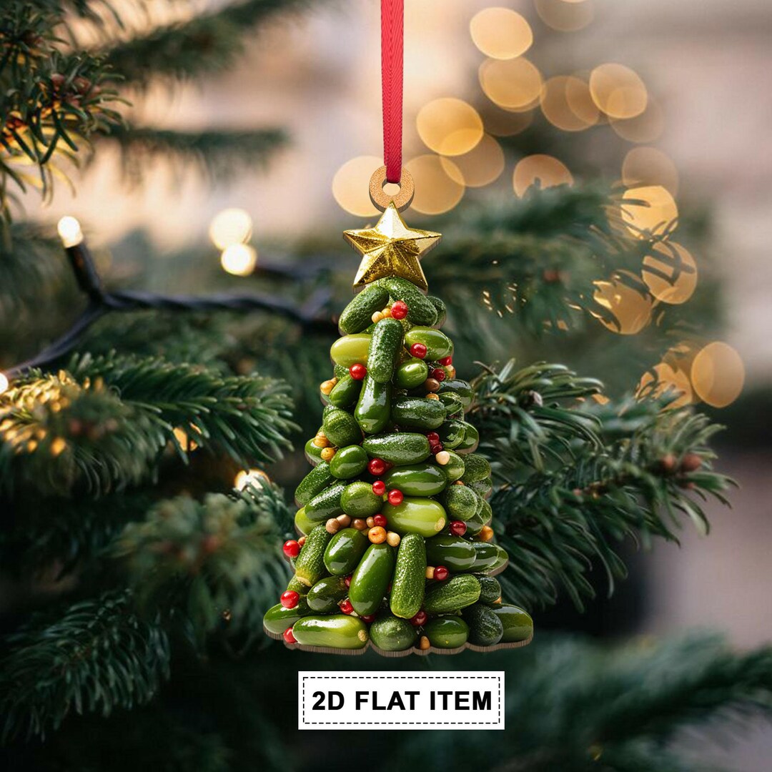 Pickle Ornament, Pickle Christmas Ornament, Cucumber 2D Flat Ornament ...