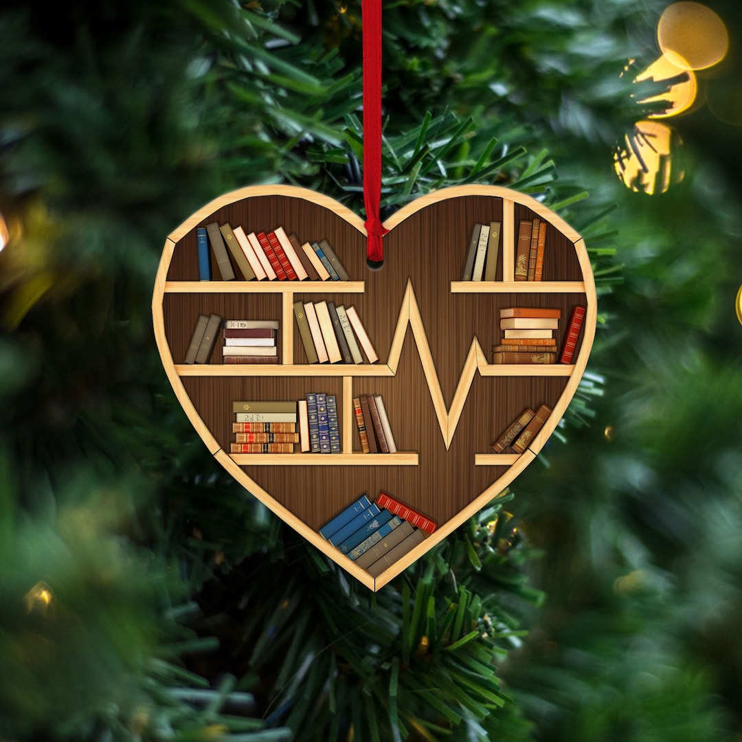 Book Christmas Ornament,book Lovers Gift,bookworm Librarian,book Heart ...