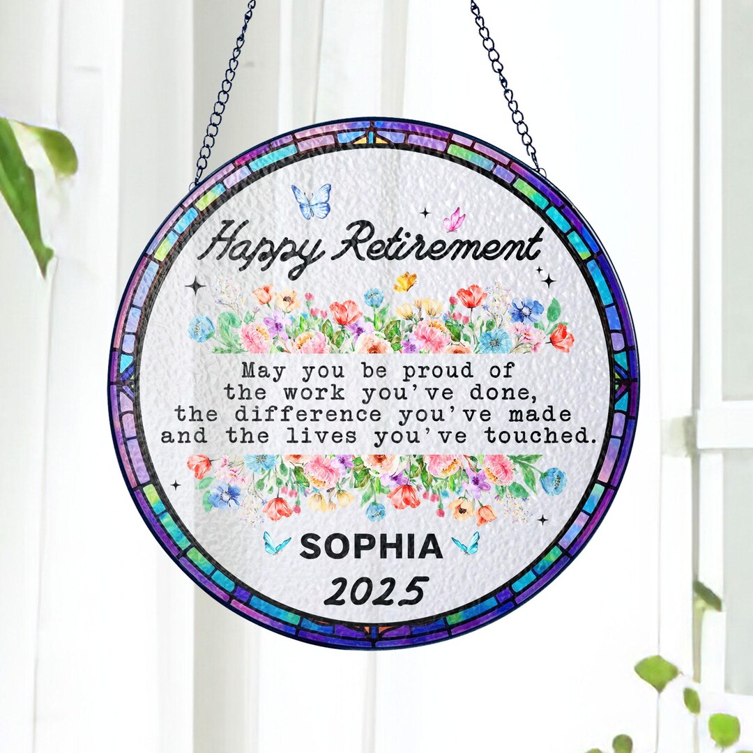Personalized Retirement Stained Glass Suncatcher, Retirement Gift ...
