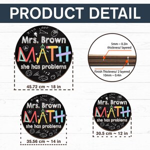 Math Teacher 3D Door Sign, She Has Problems, Teacher Door Hanger, Back ...