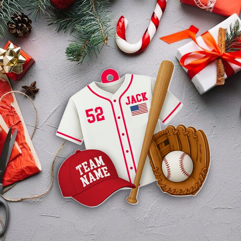 Personalized Baseball Player Christmas Ornament, Baseball Ornament ...