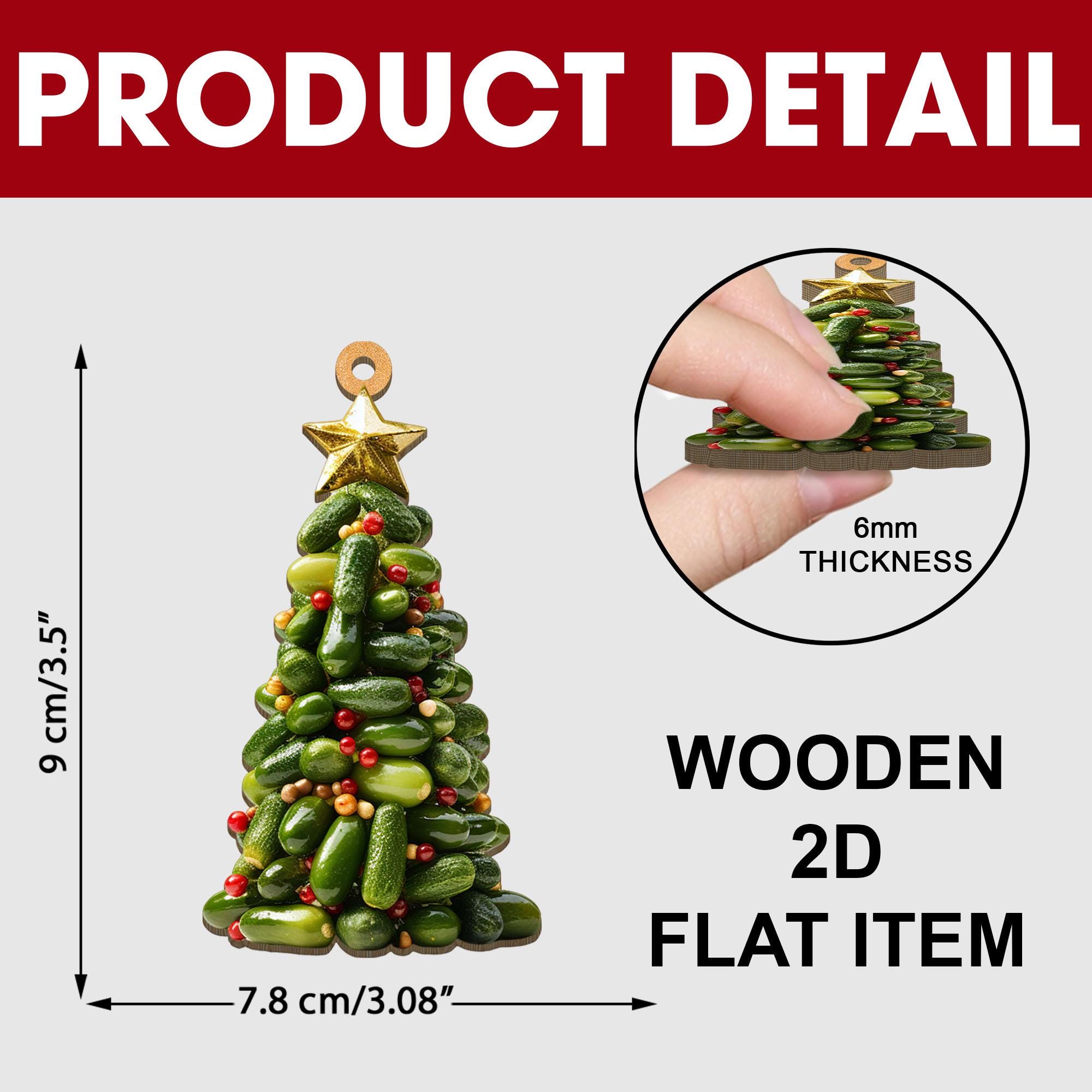 Pickle Ornament, Pickle Christmas Ornament, Cucumber 2D Flat Ornament ...