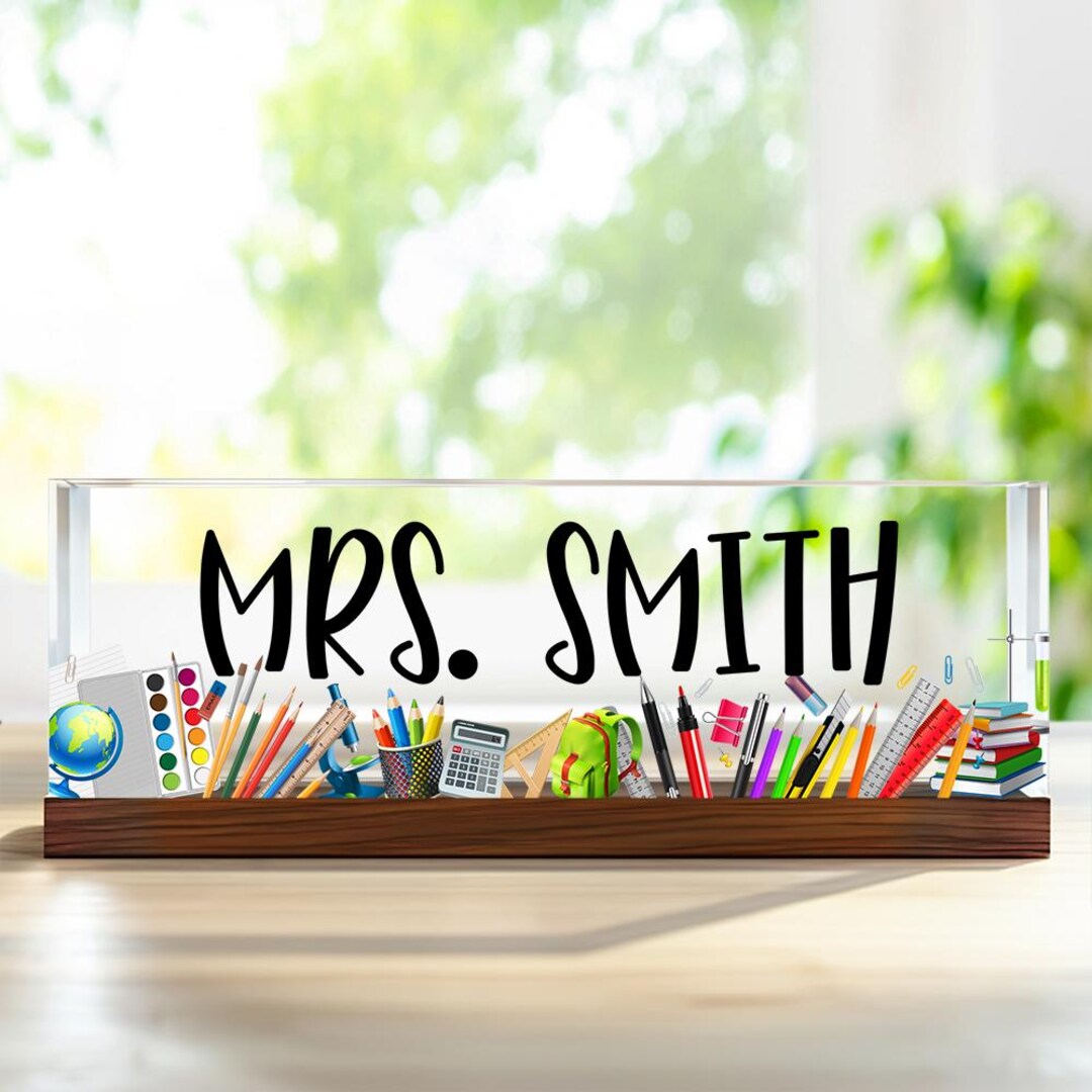 Personalized Teacher Desk Sign, Teacher Acrylic Block, Teacher Desk ...