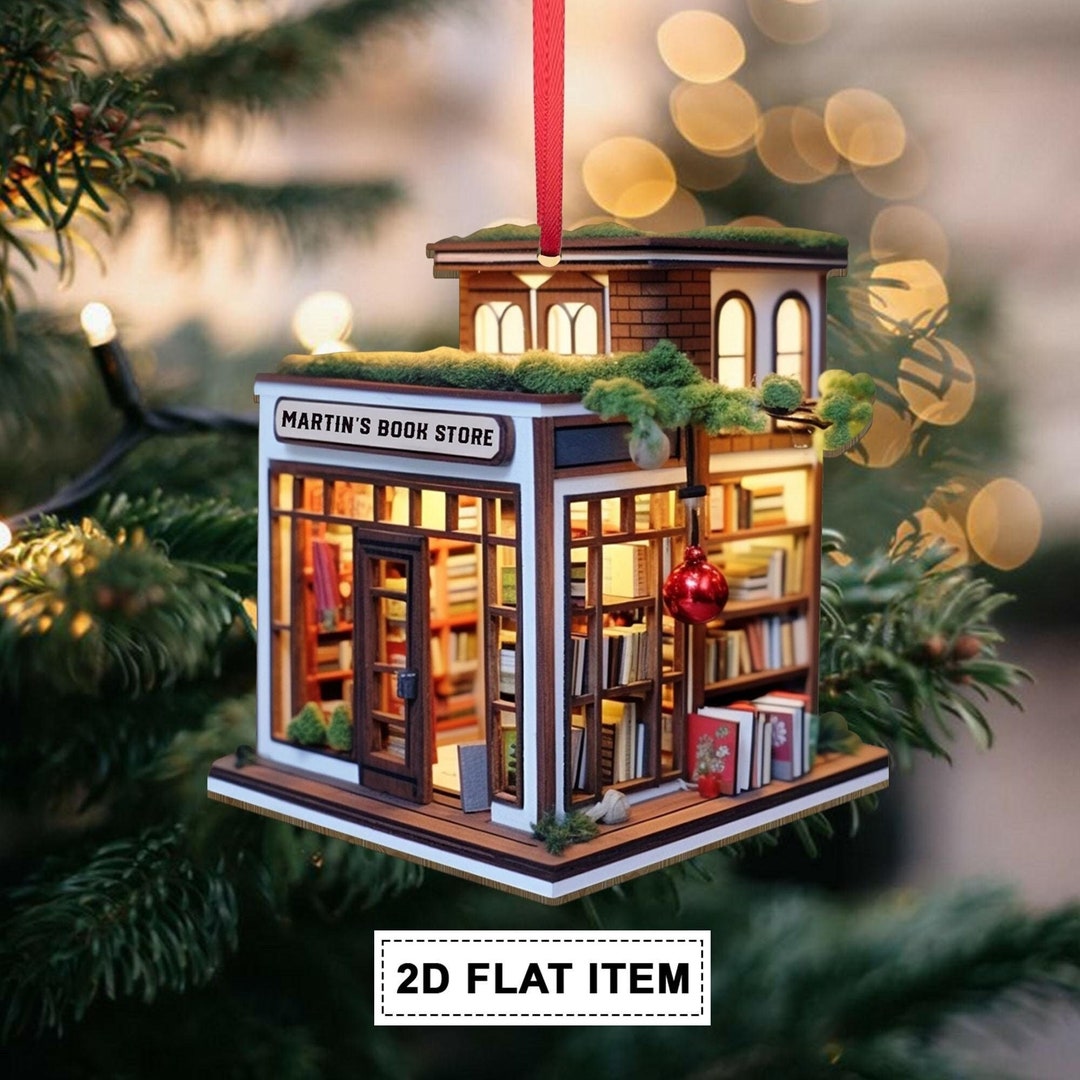 Personalized Book Store Ornament, Book Club Ornament, Bookish Ornament ...