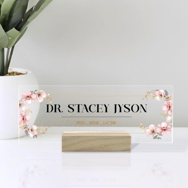 Personalized Acrylic Name Plate for Desk, Custom Office Decor Plate ...