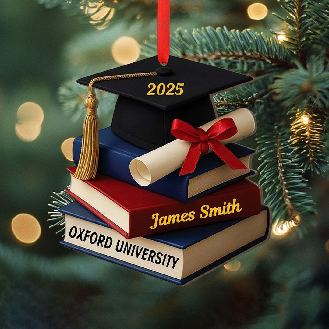 Personalized Graduation Christmas Ornament, Graduation Cap With Books ...