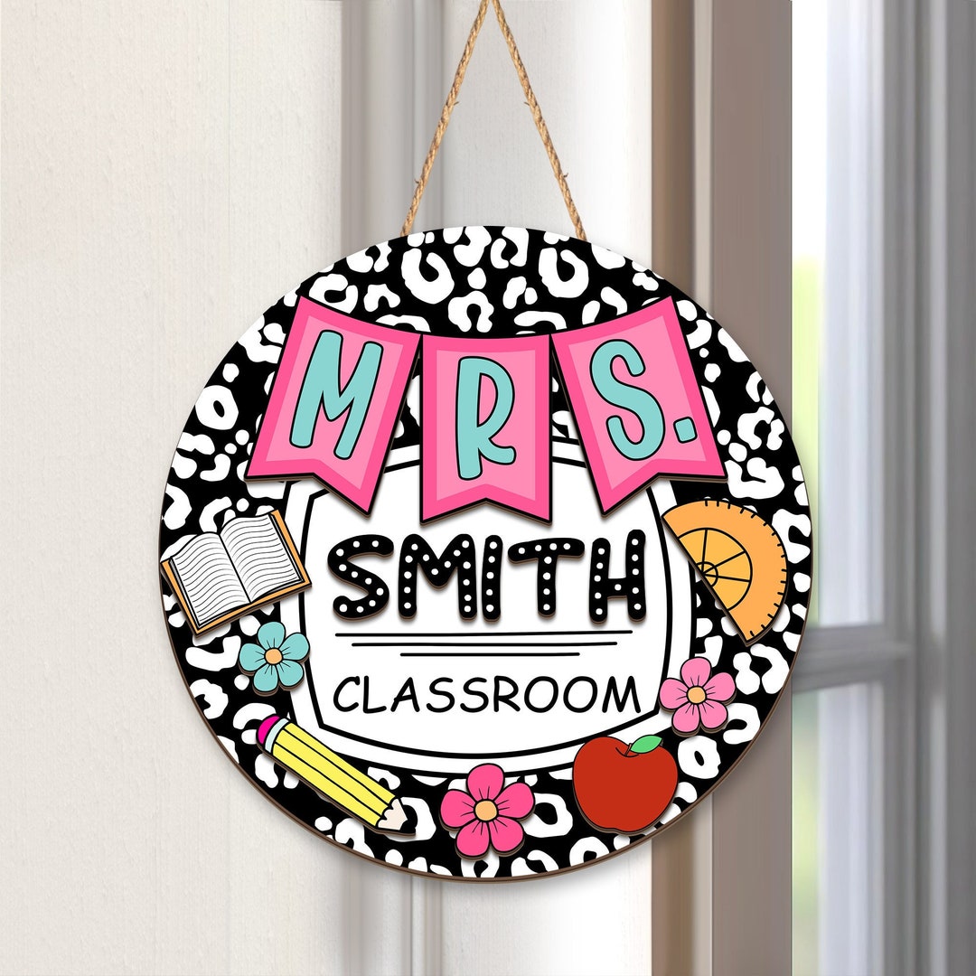 Teacher Door Sign Hanger Classroom Door Wreath Decor Back to School ...