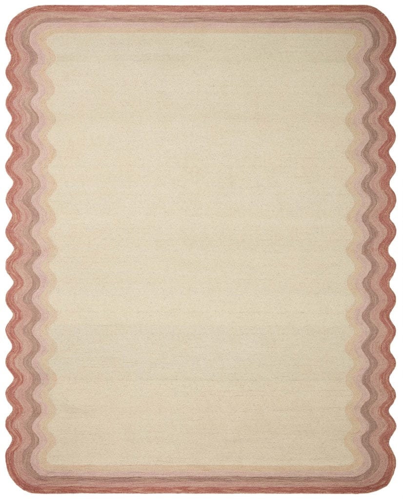 Hand Tufted Rug Scalloped Edges Hand Hooked Rug Buena Onda Rug in Ocean ...