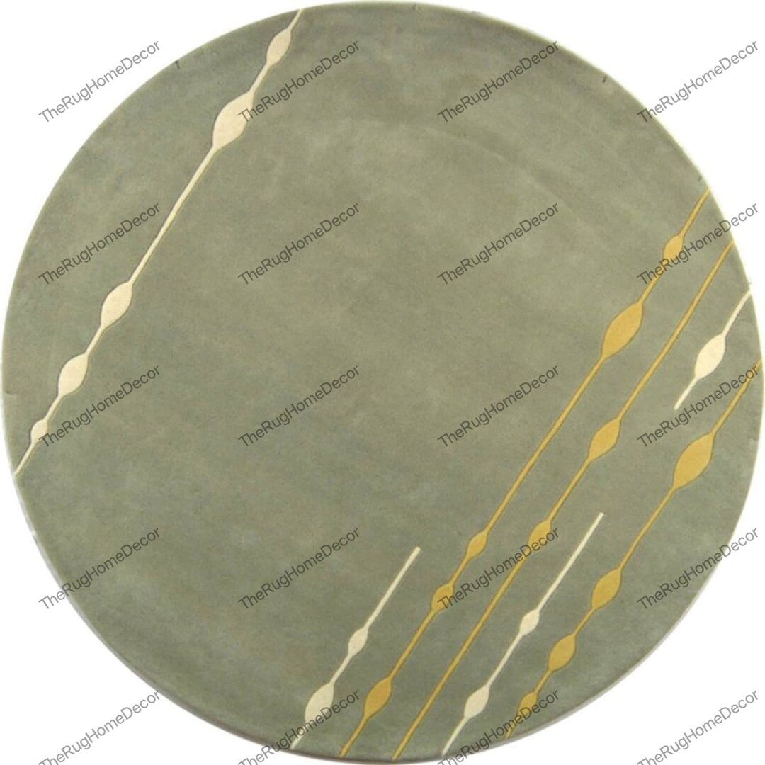 Handmade Light Green Rug Round Rug 100% Woolen Hand Tufted Area Rug for ...