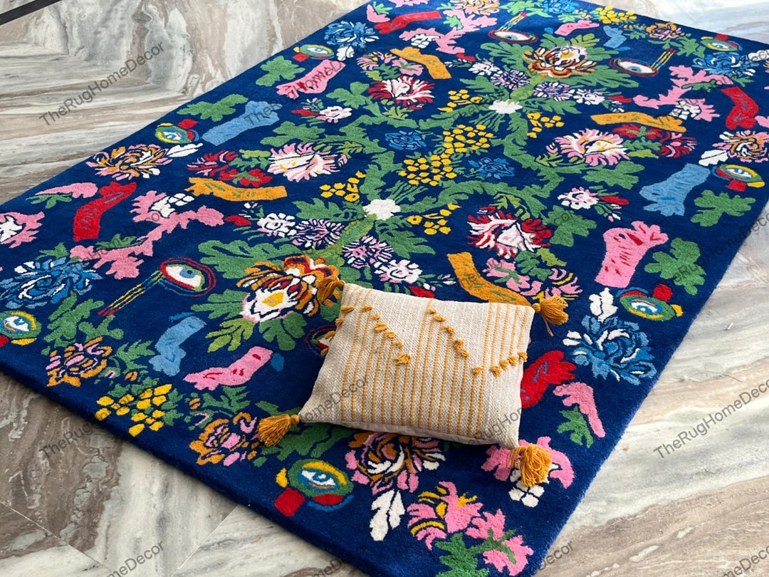 Handmade Tufted Rugs Premium Quality Floral Multi Colored Rug Large ...