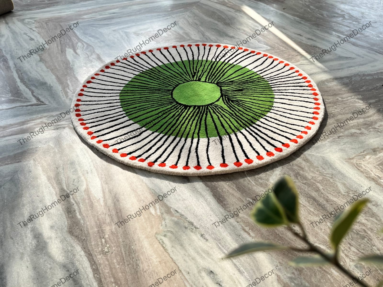 Indian Rangoli Round Rug Hand-tufted 100% Wool Handmade Area Rug Carpet ...