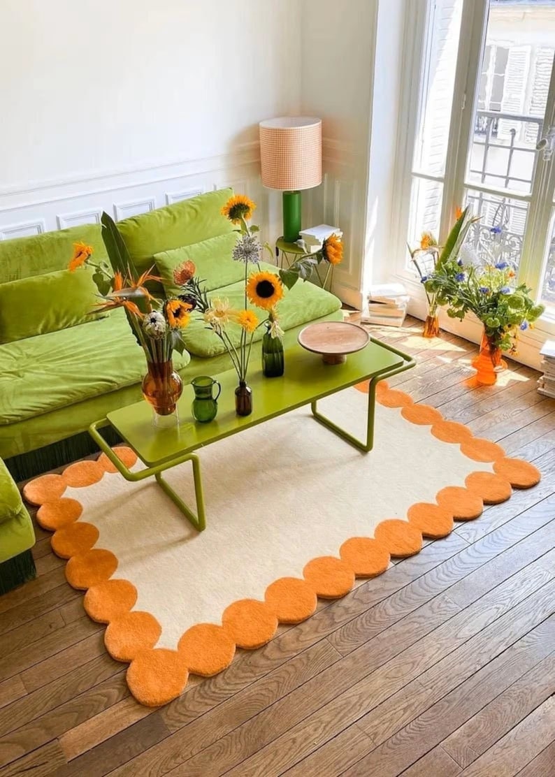 Premium Scallop Rug Bohemian Handmade Designer Rug Hand Tufted Rugs for ...