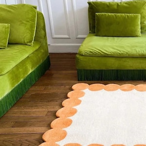 Premium Scallop Rug Bohemian Handmade Designer Rug Hand Tufted Rugs for ...