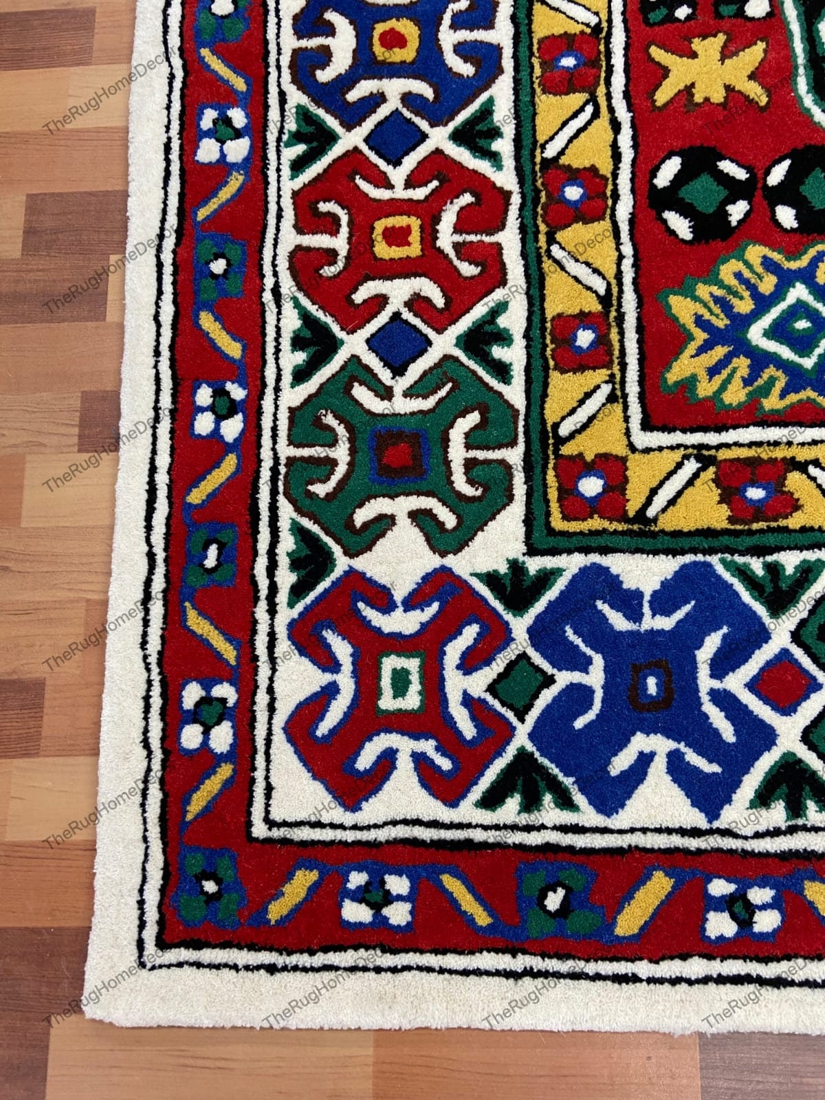 Melting White Border Design Melted Rug Hand-tufted 100% Wool Handmade ...