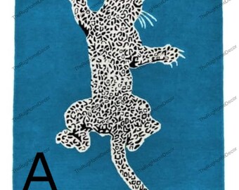 Climbing Tiger Leopard Animal Rug Modern Hand-tufted 100% Wool Office ...
