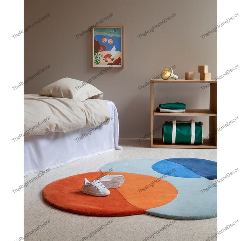 Irregular Solar Kids Capsule Shape Rug Hand-tufted 100% Wool Handmade ...